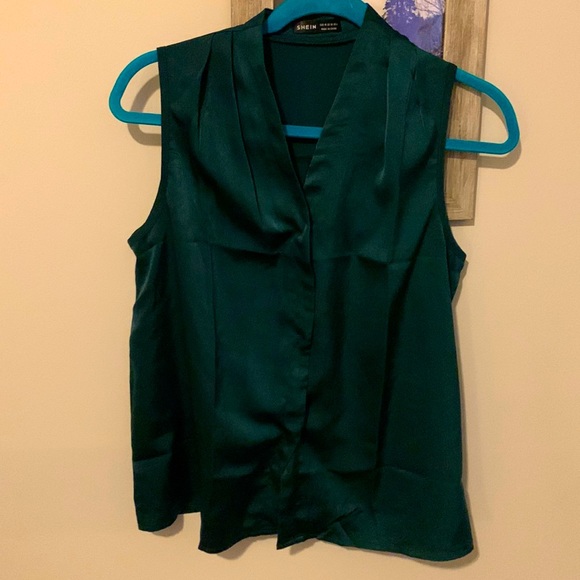 SHEIN | Tops | Emerald Green Silk Top Medium | Poshmark